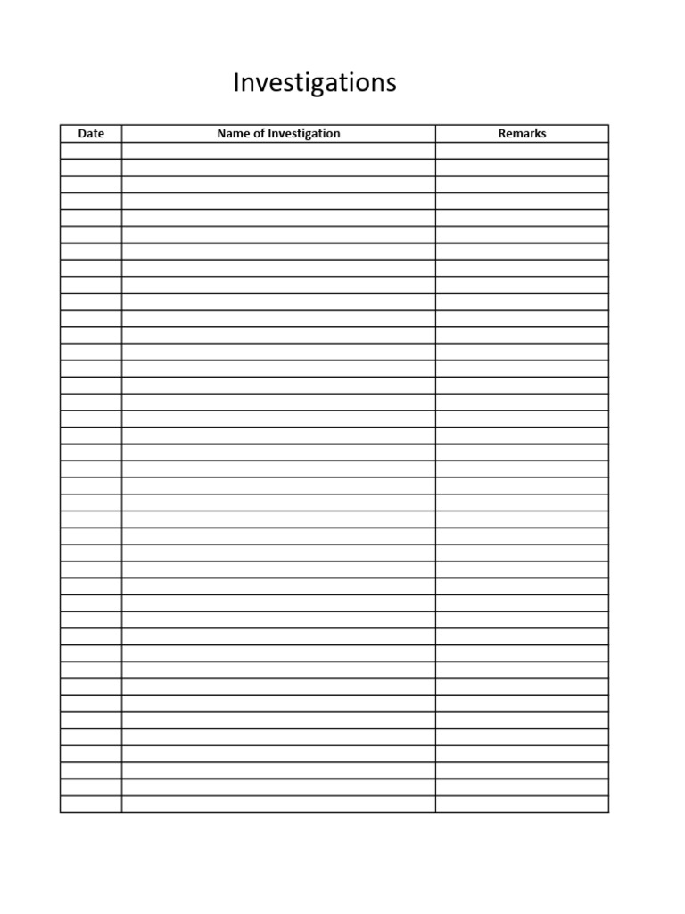 Investigation Sheet EIH | PDF