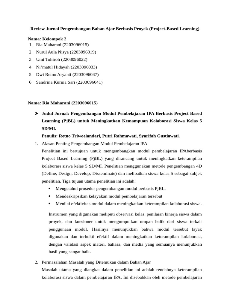Pengembangan Bahan Ajar Berbasis PjBL Kelompok 2 | PDF