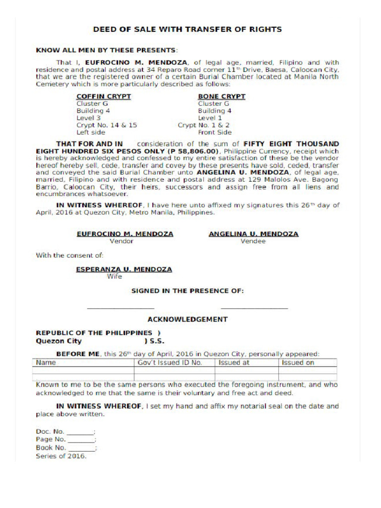 Deed of Sale Rights Only | PDF