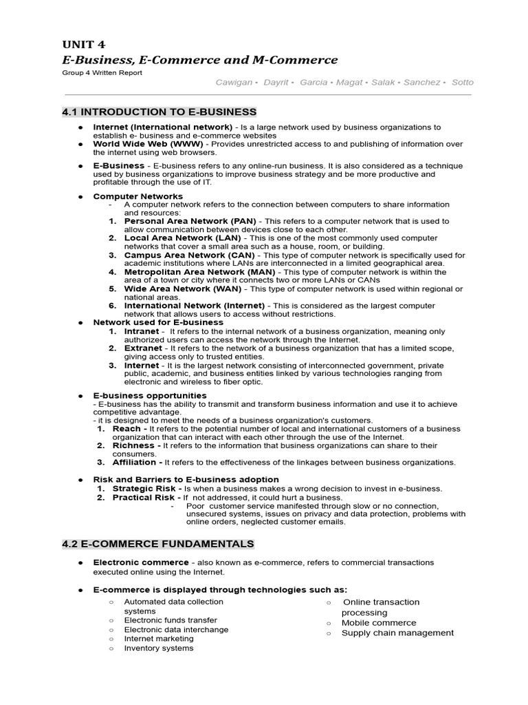 GRP 4 WR - E-Business, E-Commerce and M-Commerce - 084655 | PDF | E Commerce | Computer Network