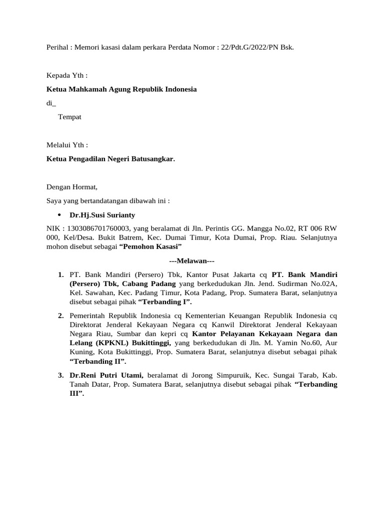 Memori Kasasi Dr Susi (2) | PDF