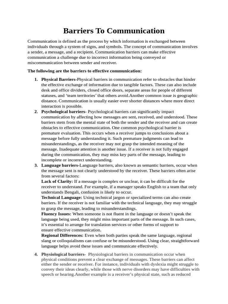 Understanding Communication Barriers | PDF | Communication | Jargon