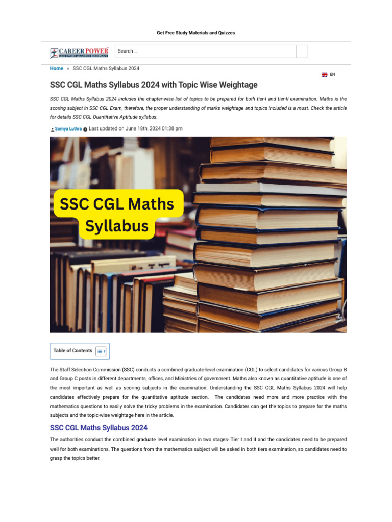SSC CGL 2024 Maths Syllabus Overview | PDF | Trigonometry ...