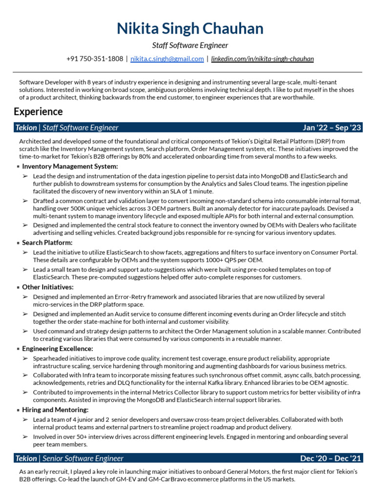 Nikita Singh Chahuan Coupang Resume | PDF | Microsoft Azure | Mongo Db