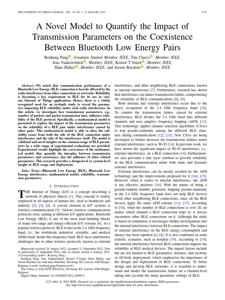 A Novel Model to Quantify the Impact of Transmission Parameters on the Coexistence Between ...
