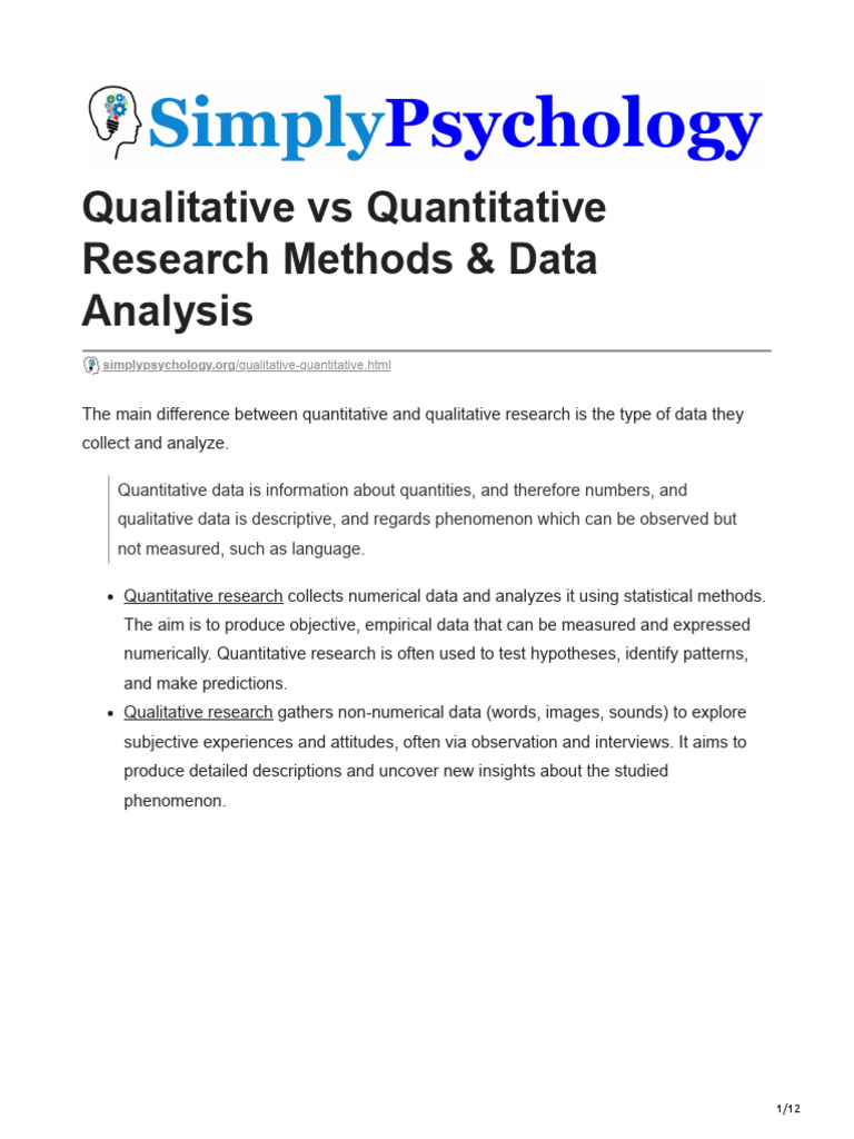 simplypsychology.org-Qualitative vs Quantitative Research Methods amp Data Analysis | PDF ...
