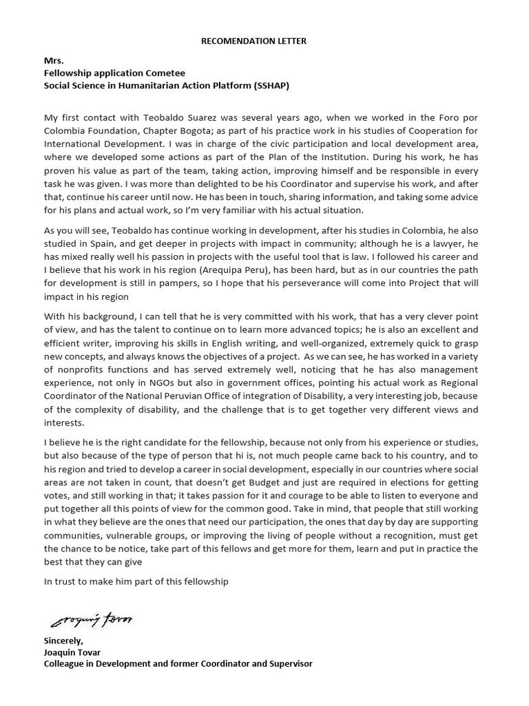 Statement of Recomendation | PDF