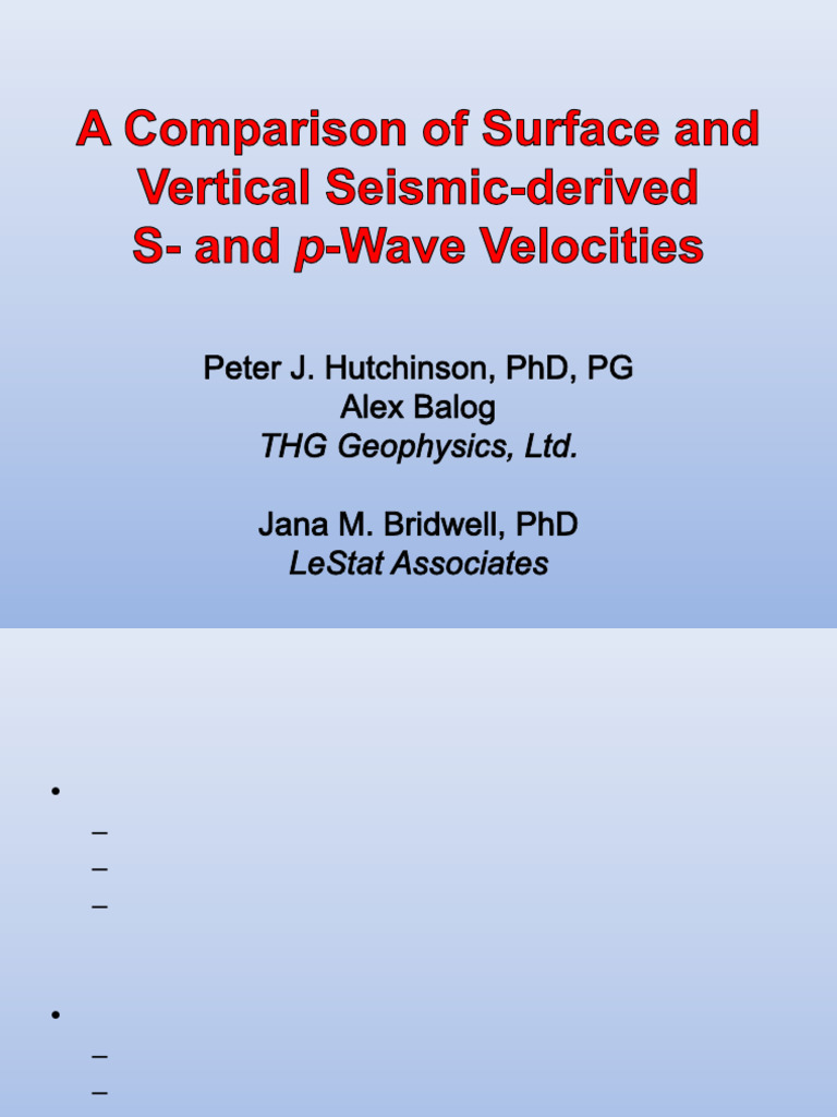 12 A Comparison of Surface and Verticle Seismic-Derived S - and P-Wave ...