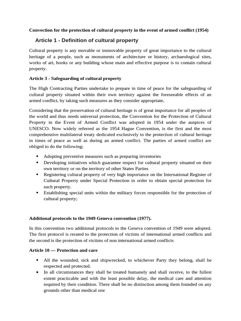 Protecting Cultural Property in Conflict | PDF | Chemical Weapon