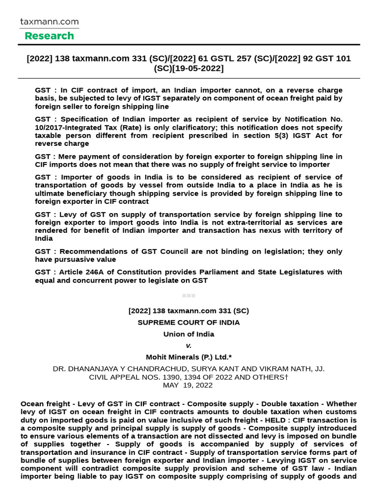 Mohit Minerals | PDF | Taxes | Customs