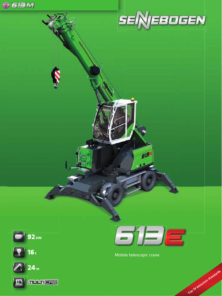 SENNEBOGEN 613M Mobile Crane Overview | PDF | Crane (Machine) | Diesel ...