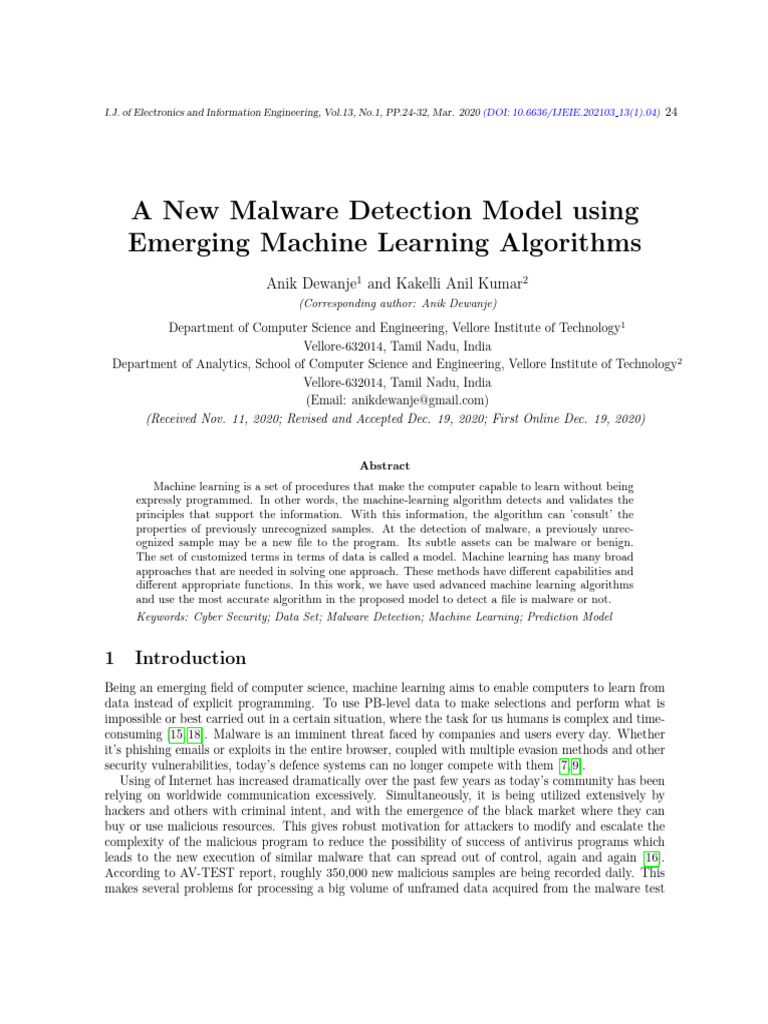 A New Malware Detection Model Using | PDF | Machine Learning | Malware