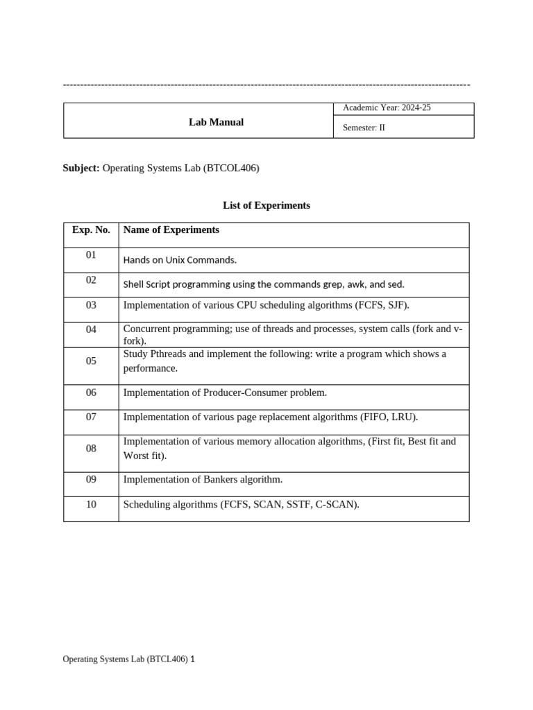 OS Lab Manual | PDF | Regular Expression | Computing
