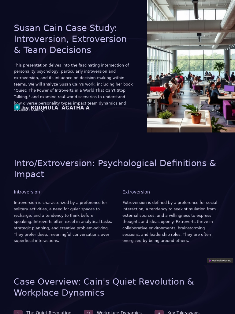 Susan Cain Case Study Introversion Extroversion and Team Decisions | PDF | Extraversion And ...