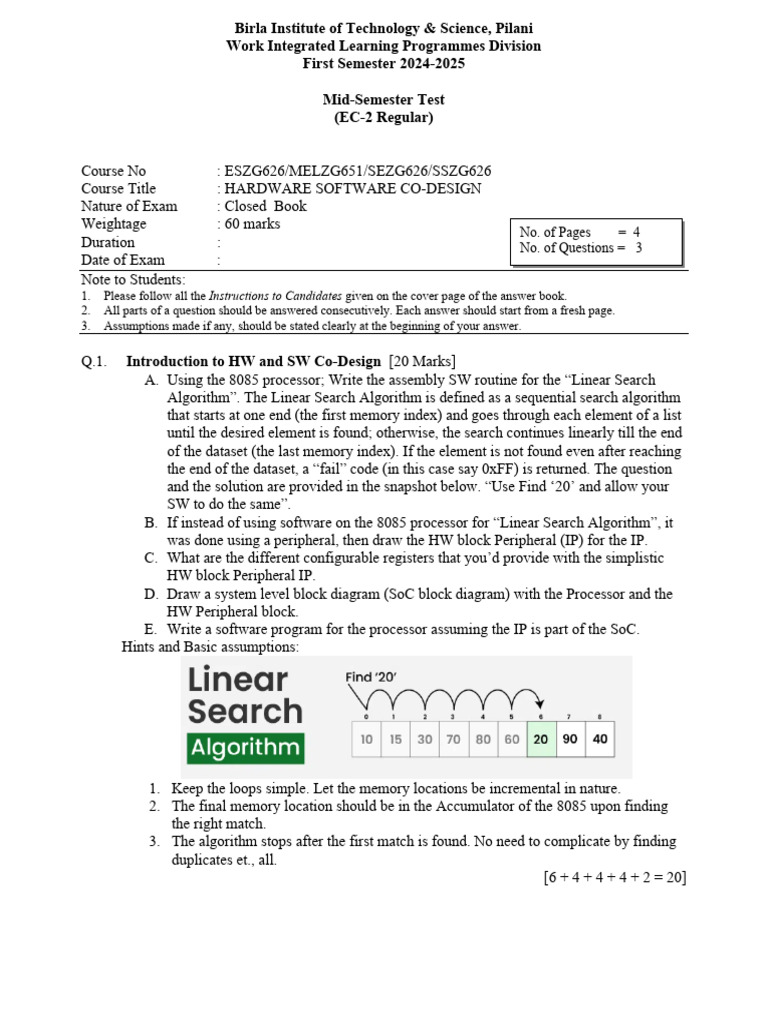 Mid-Semester Test: HW/SW Co-Design 2024 | PDF | Discrete Fourier ...