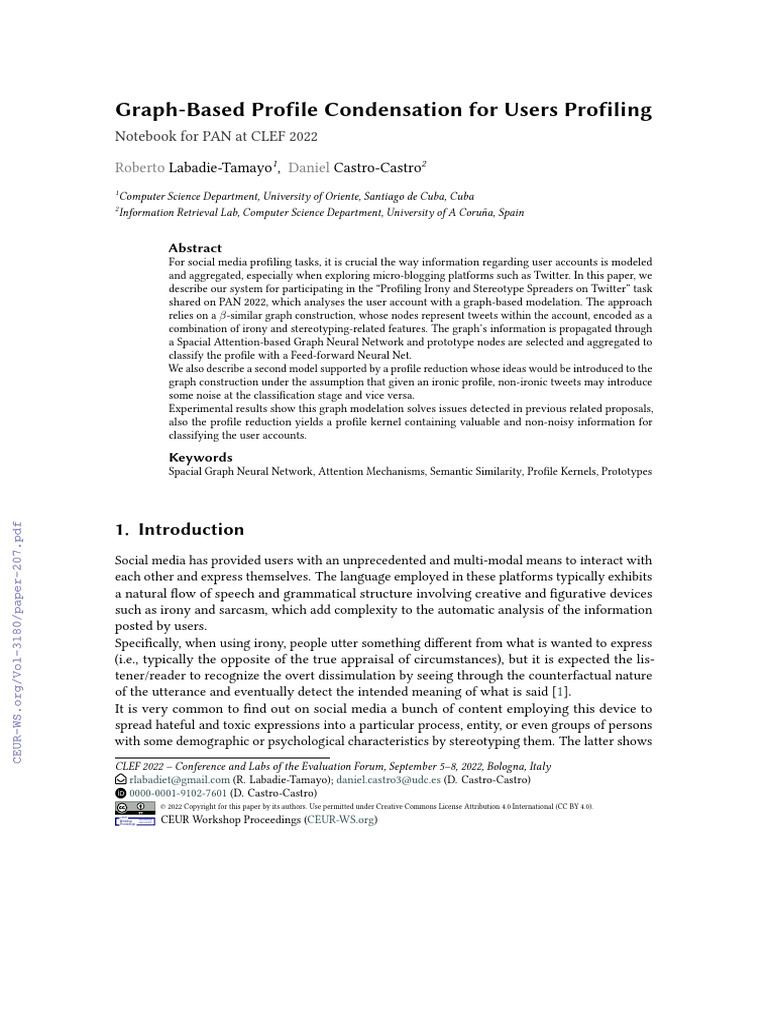 Graph-Based Profile Condensation For Users Profiling | PDF | Machine Learning | Learning