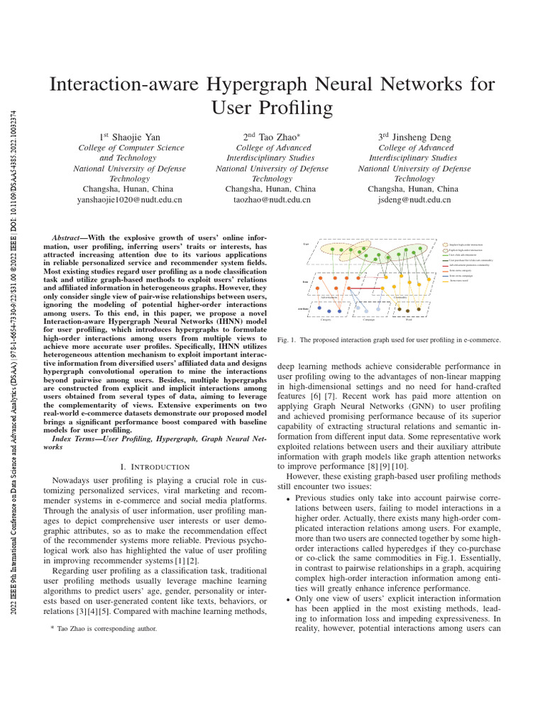 Interaction Aware Hypergraph Neural Networks For User Profiling Pdf Vertex Graph Theory
