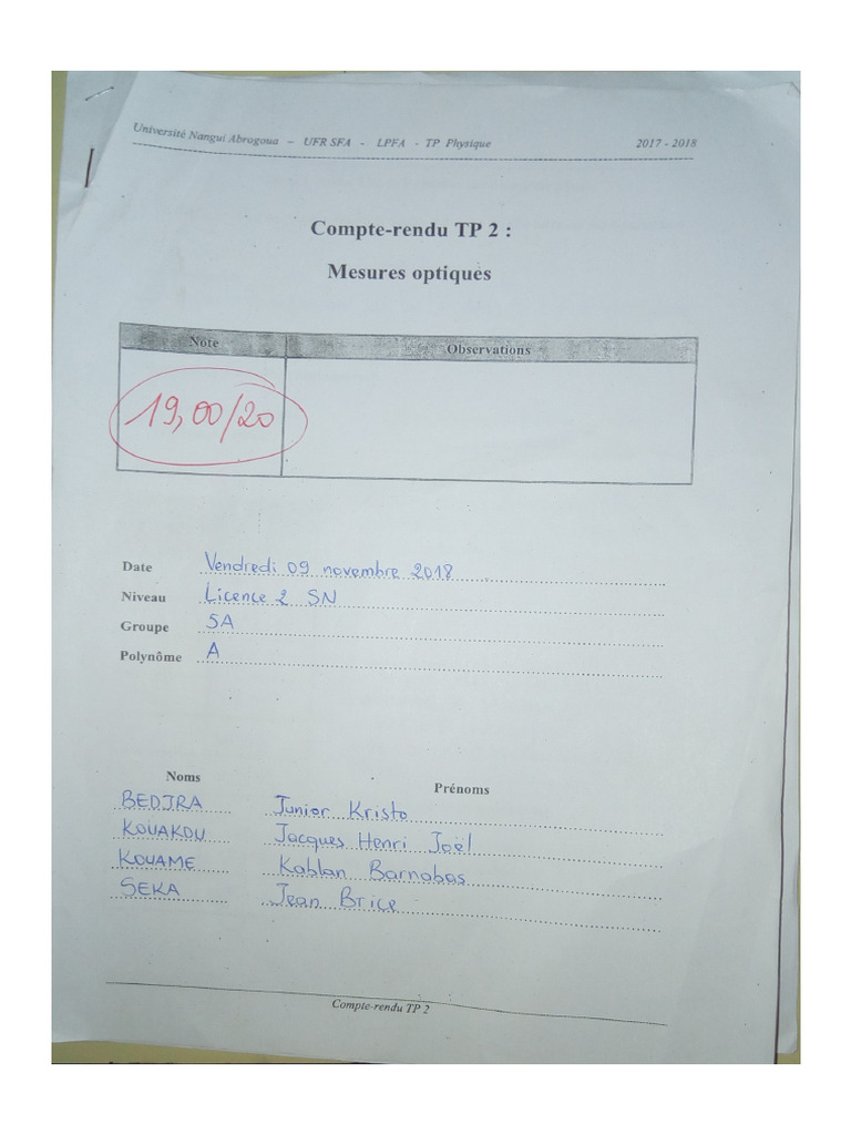 TP de Physique | PDF