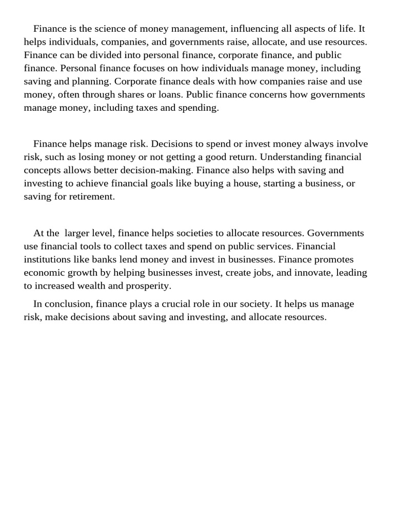 Finance is the science of money management | PDF