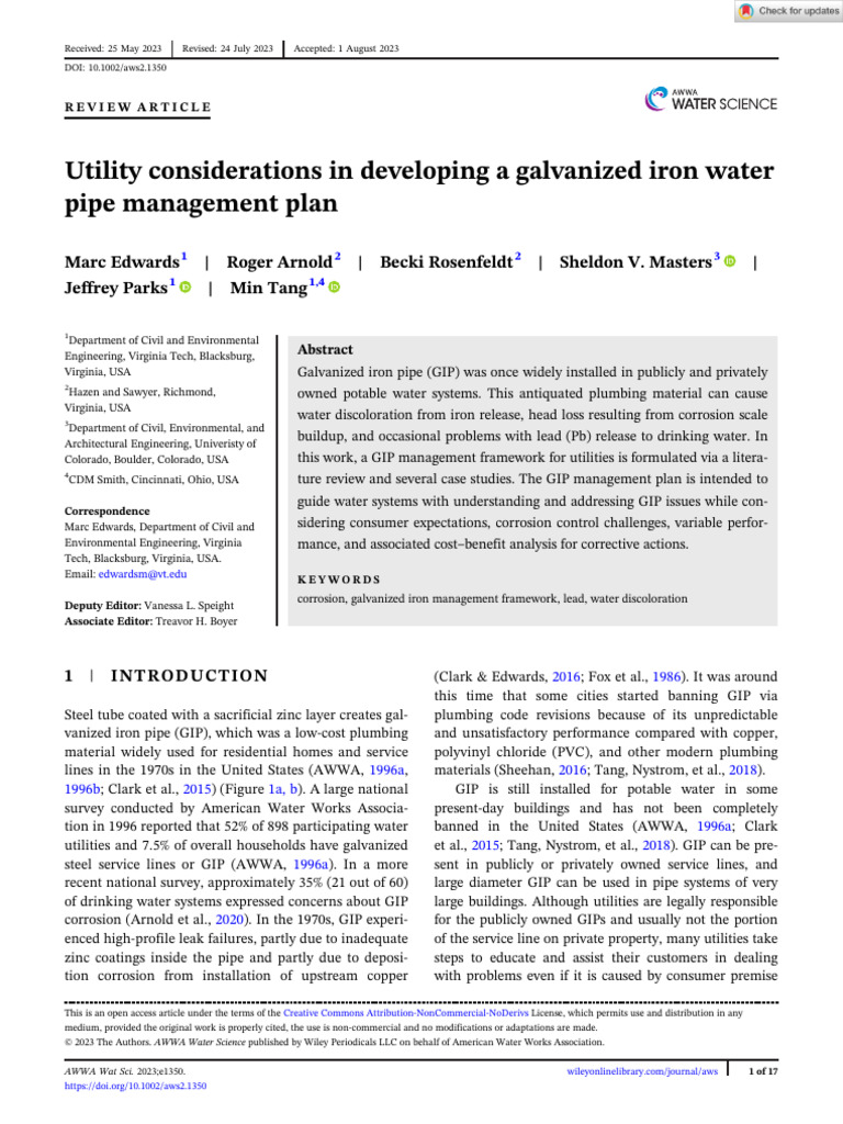 AWWA Water Science - 2023 - Edwards - Utility Considerations in ...