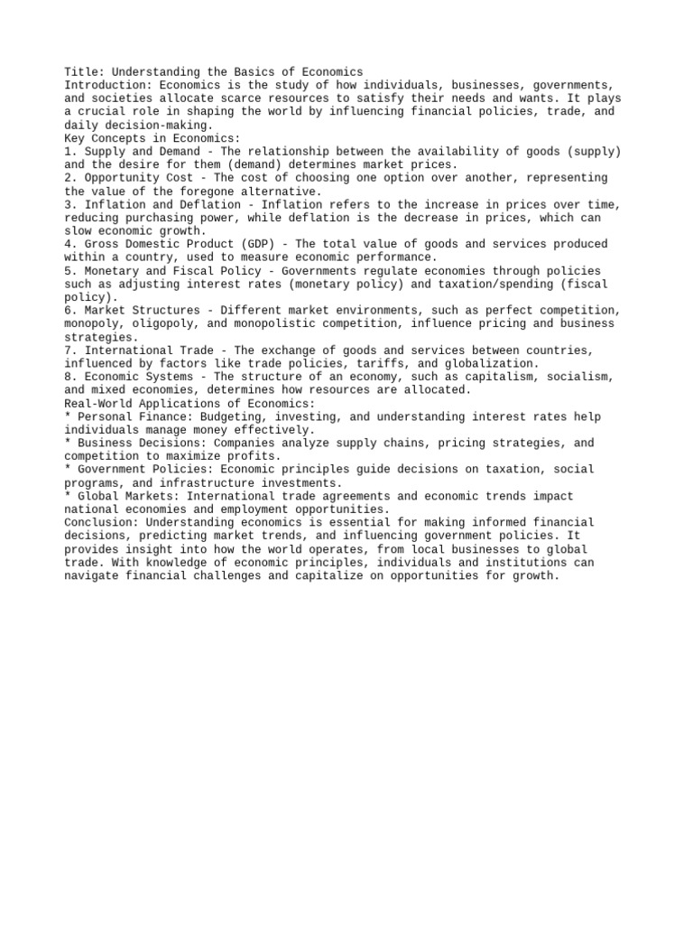 Basics of Economics Explained | PDF