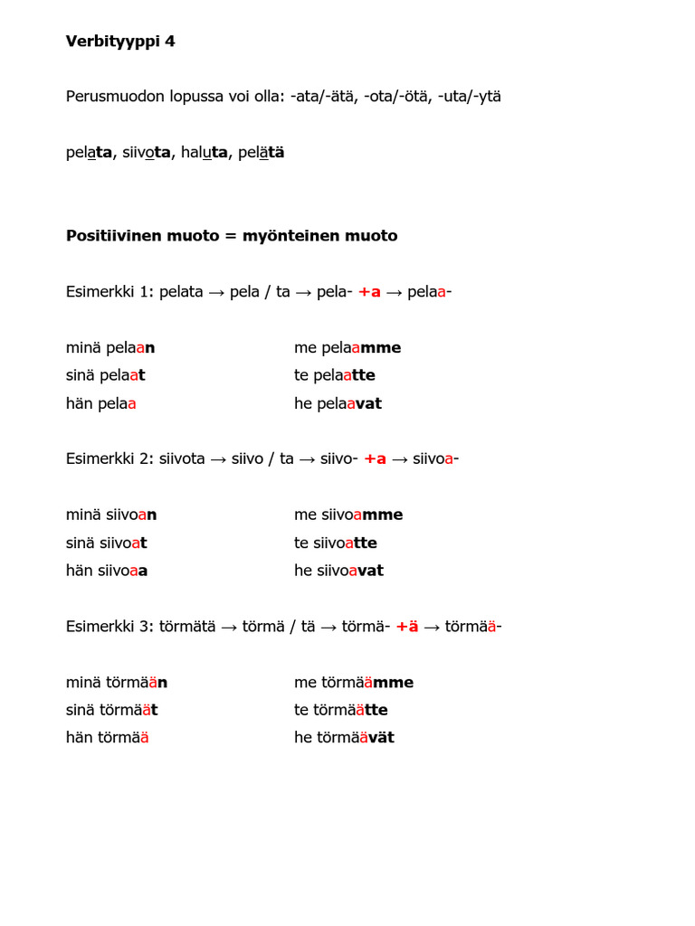 Verbityyppi 4 - Ei KPT - Teoria | PDF