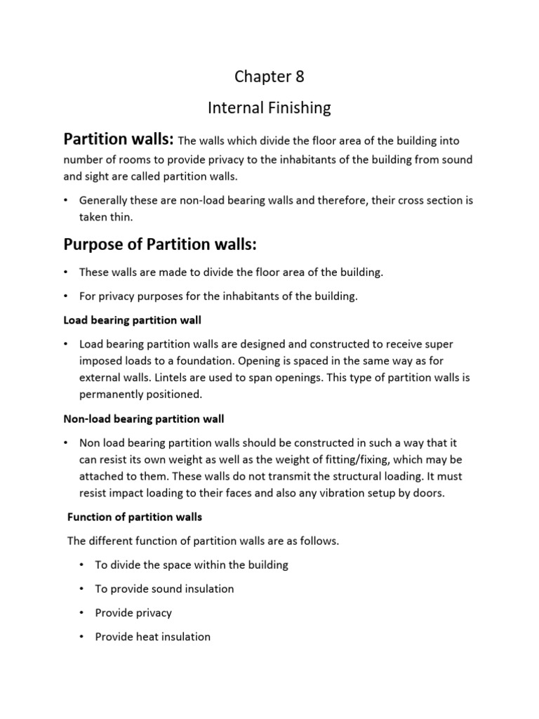 Chapter 8 Internal Finish | PDF | Wall | Ceiling