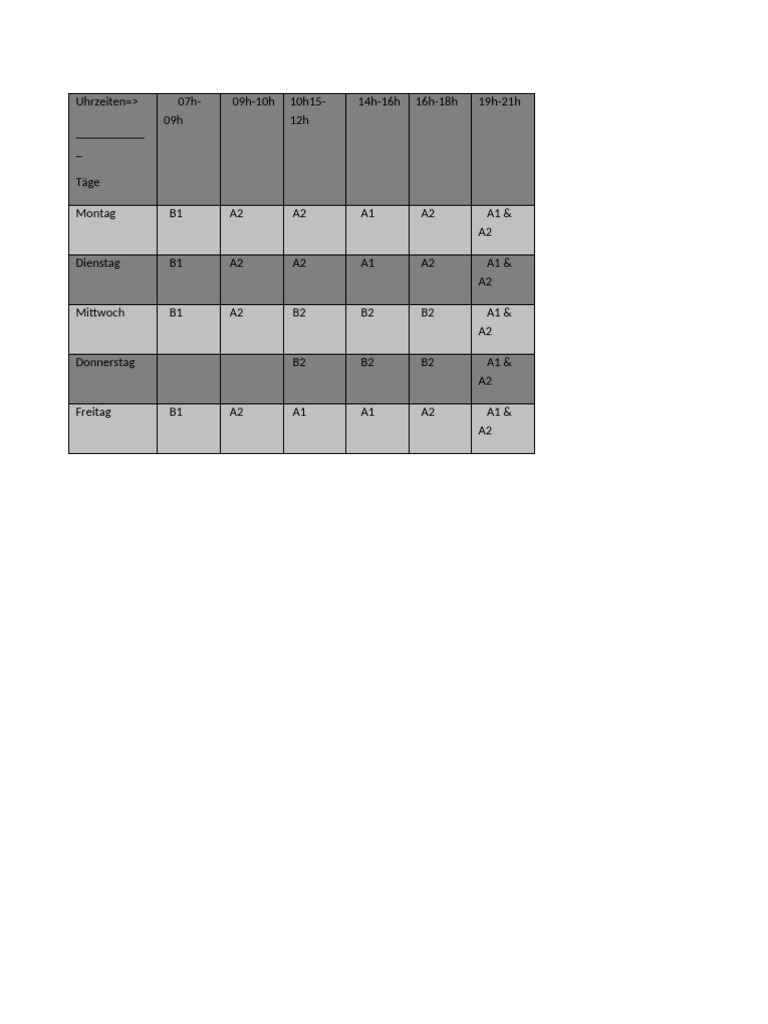 Stunden Plan | PDF