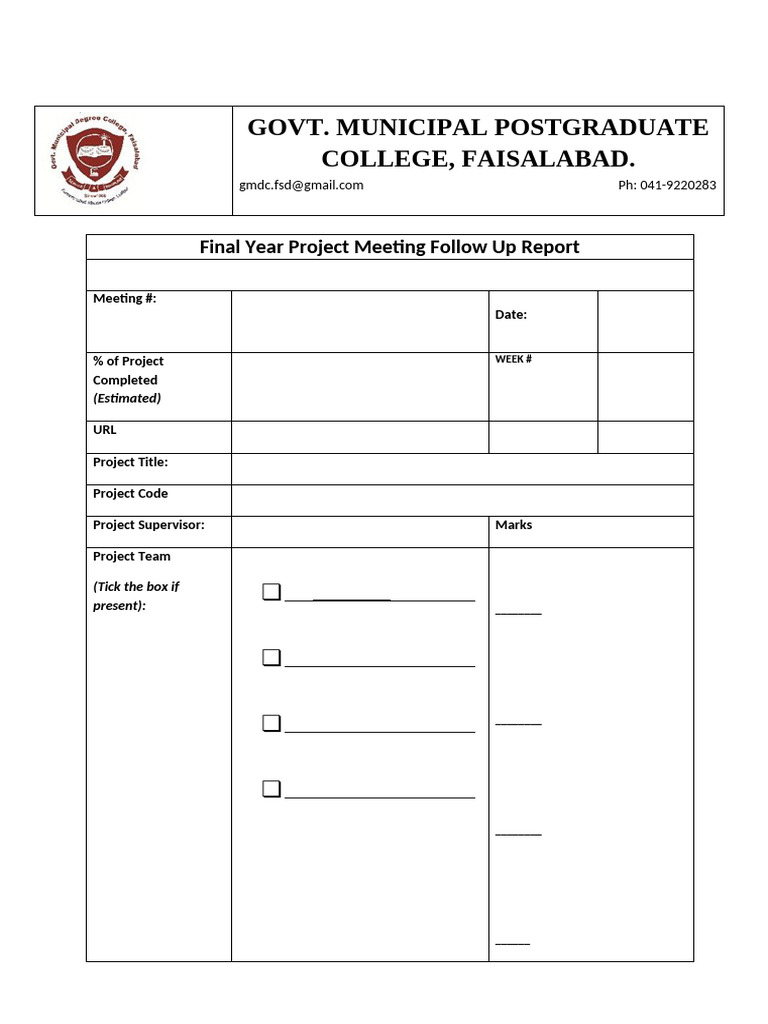 Final Year Project Meeting Report | PDF