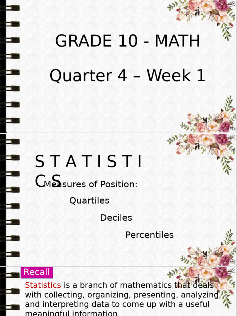 Quarter-4 Math Week 1-2 | PDF | Quartile | Percentile