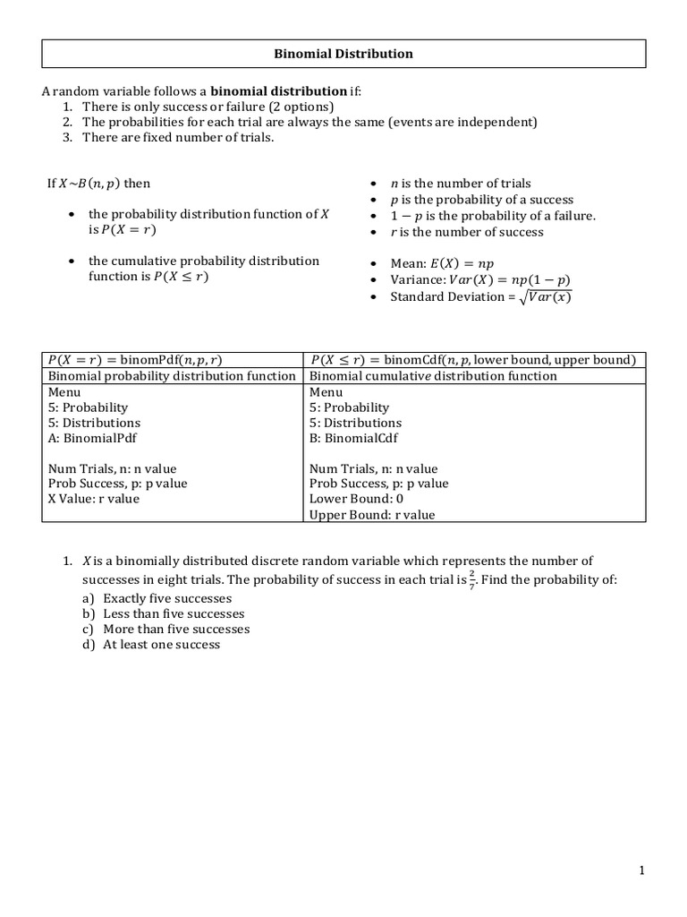 2-Binomial_Distribution (1) | PDF | Probability Distribution | Variance