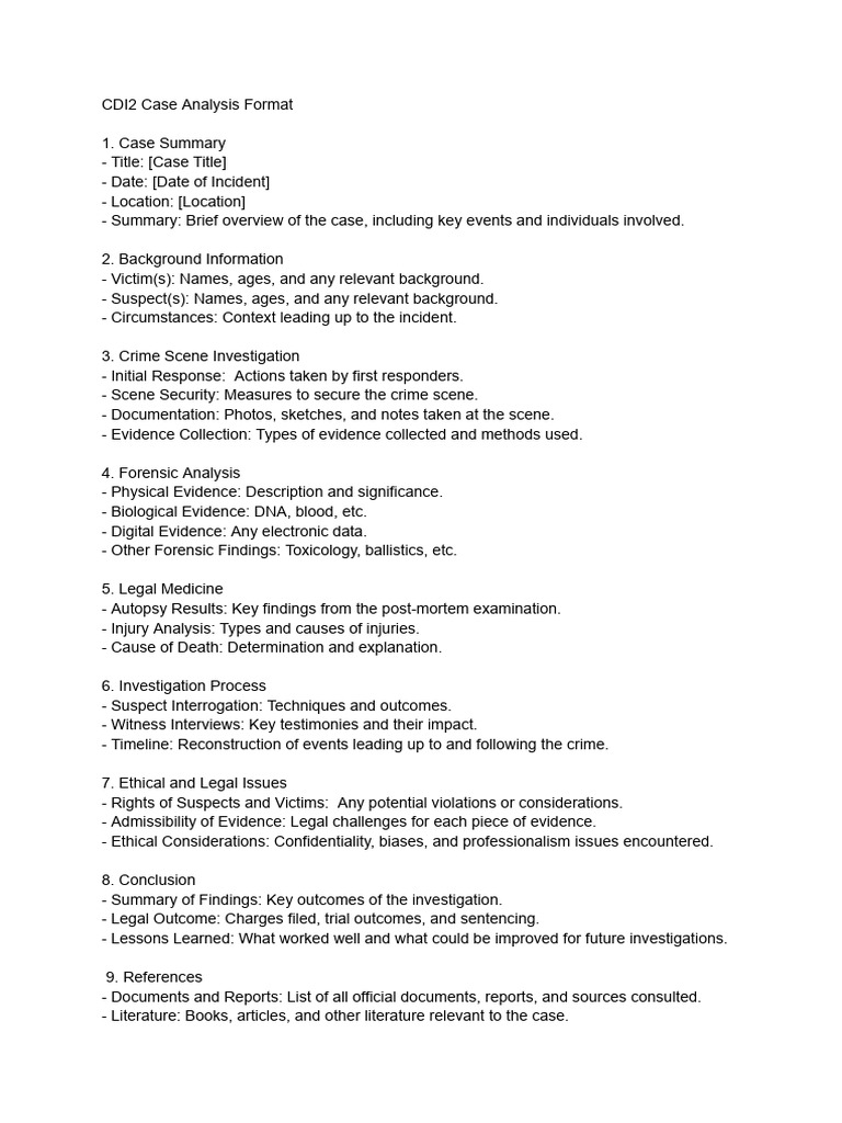 CDI2 Case Analysis Format | PDF