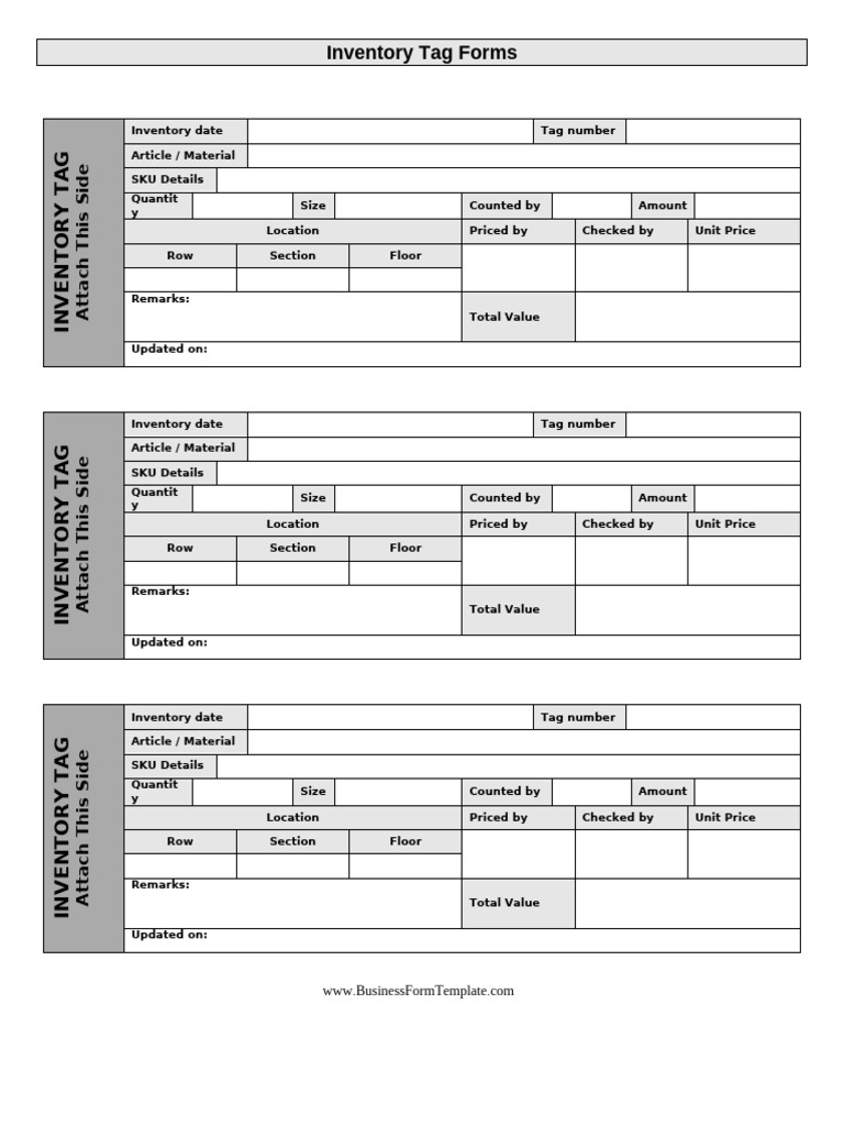 Inventory Tag Template Overview | PDF | Supply Chain Management | Inventory