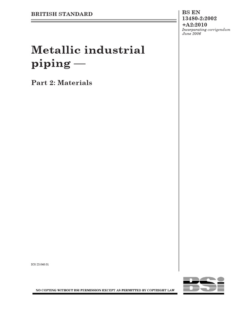EN 13480-2: Materials for Piping Standards | PDF | Steel | Stainless Steel
