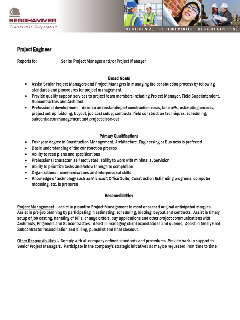 Project Engineer Role and Responsibilities | PDF