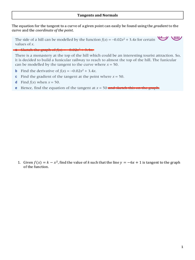 Tangents and Normals in Calculus | PDF