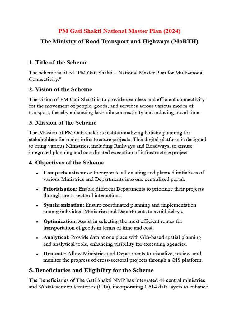 PM Gati Shakti National Master Plan Overview | PDF | Infrastructure ...