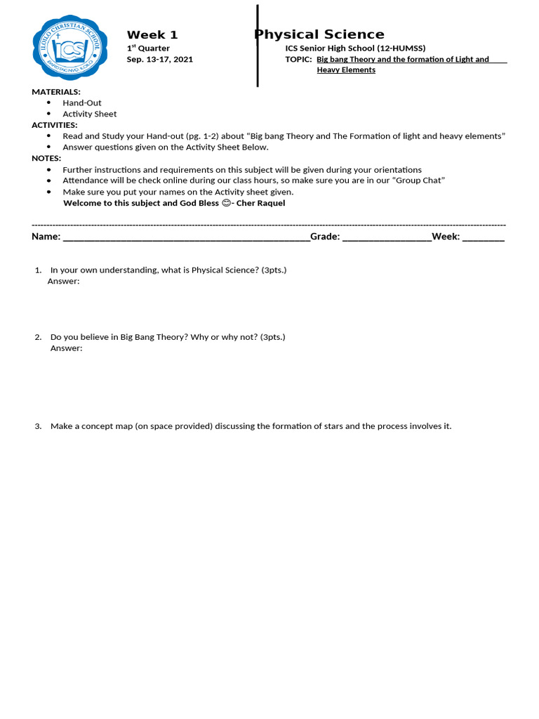 Physical Science Instruc | PDF