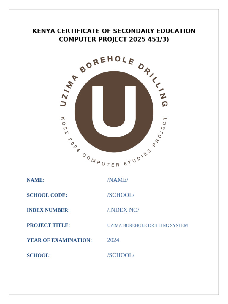 Uzima Borehole Drilling System Project | PDF | Databases | Computer ...