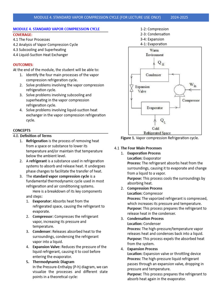 Module 4. VAPOR COMPRESSION CYCLE | PDF | Evaporation | Heat