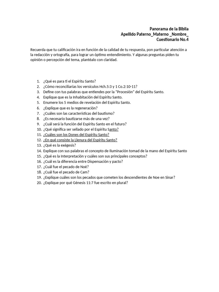 Tarea 4 Panorama de La Biblia | PDF