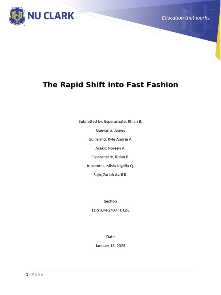 The Rapid Shift Into Fast Fashion | PDF | Fashion | Mass Production