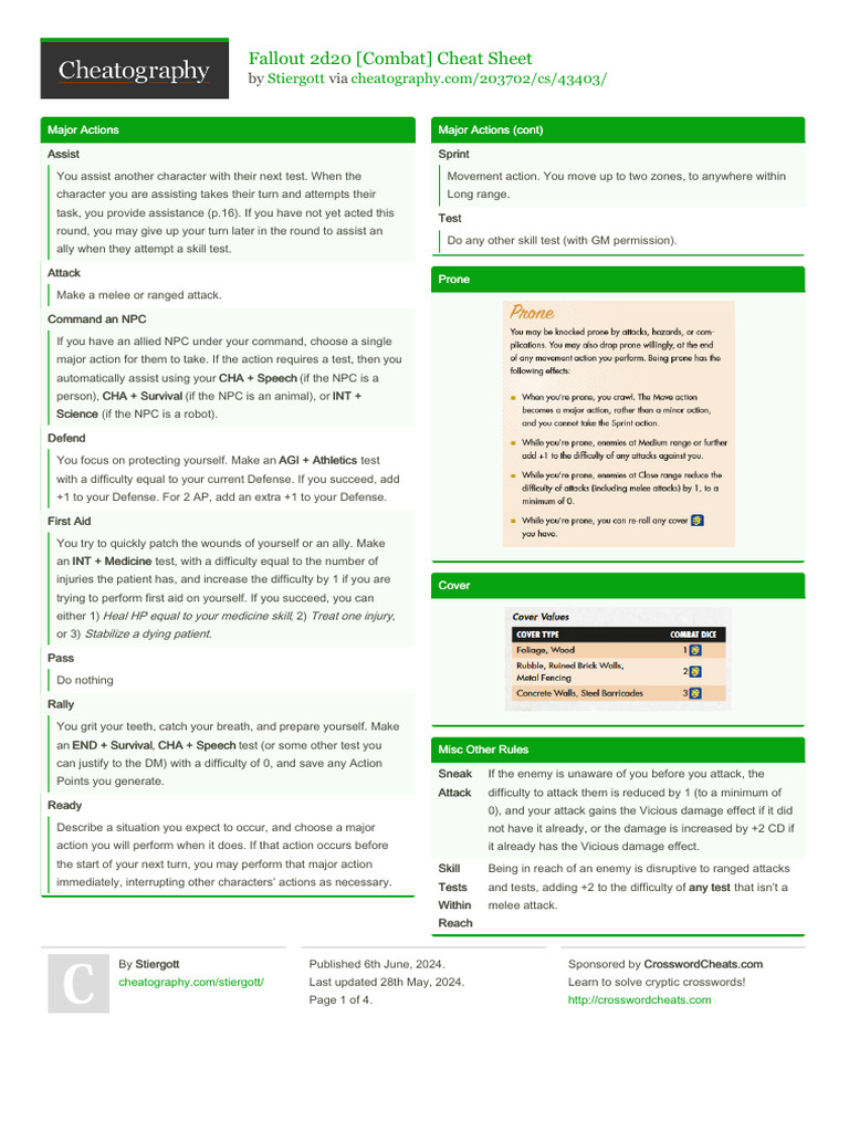 Stiergott Fallout 2d20 Combat | PDF