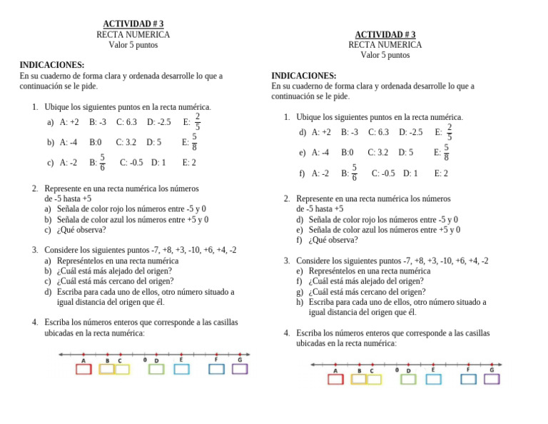 Actividad - 3 - Recta Numerica | PDF