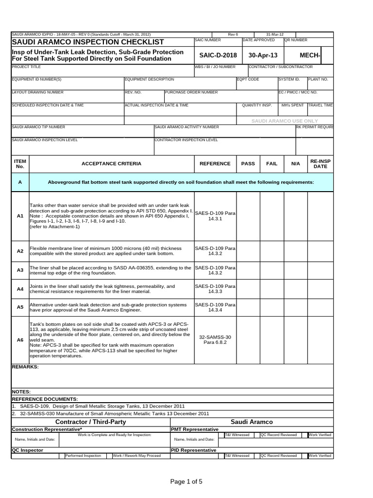 SAIC-D-2018 Rev 6 Foundation Tank | PDF | Mechanical Engineering