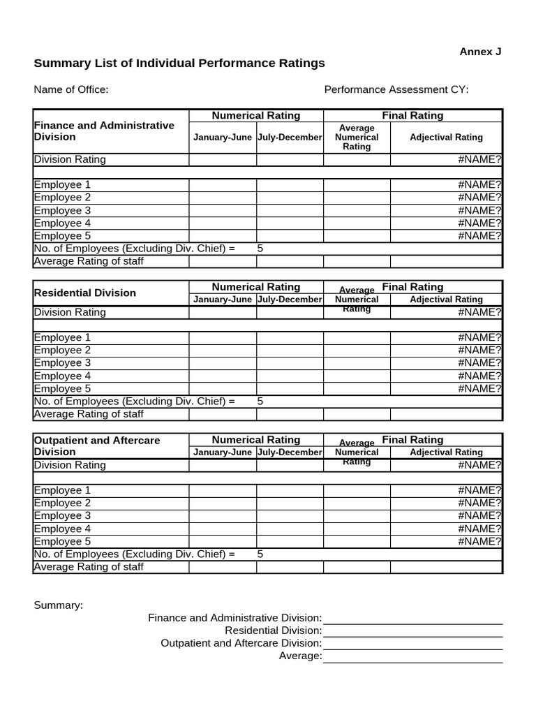 Individual Performance Ratings Summary | PDF