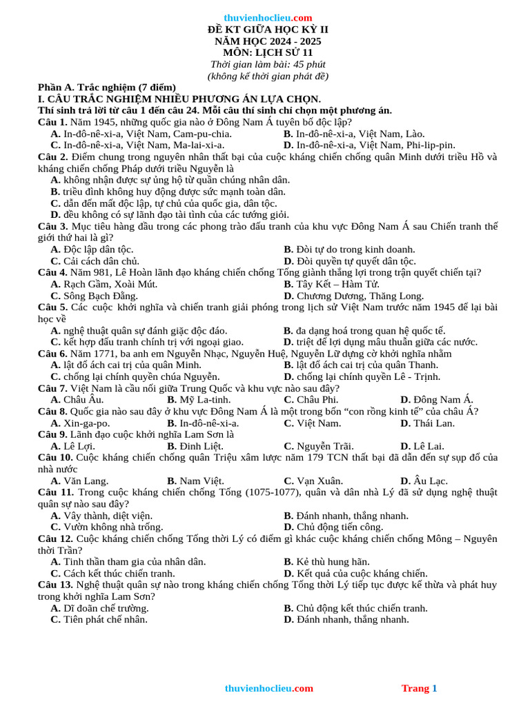 Dektragk HK2 Lich Su 11 Canh Dieu Nam 24 25 | PDF