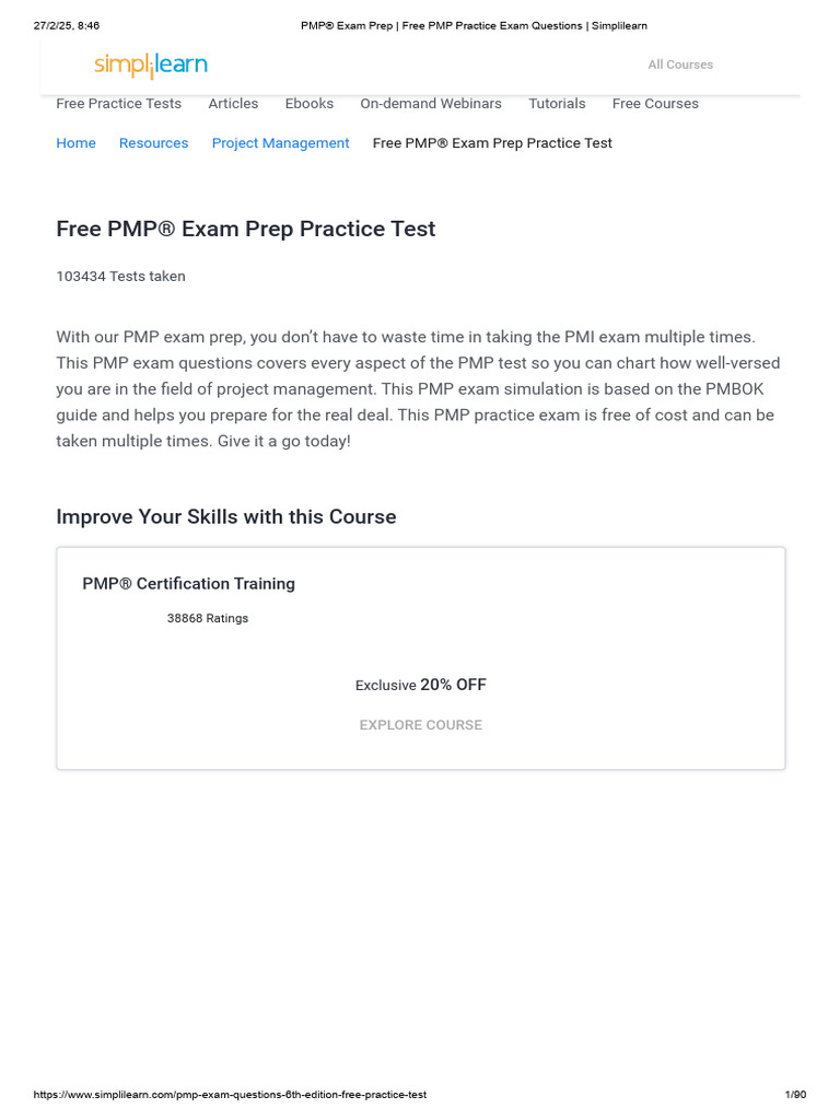 PMP® Exam Prep _ Free PMP Practice Exam Questions _ Simplilearn | PDF ...