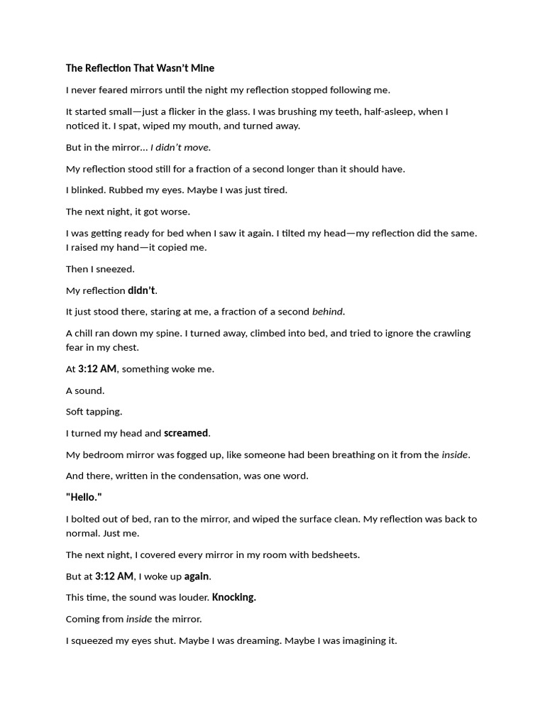 Chilling Mirror Reflection Horror Story | PDF