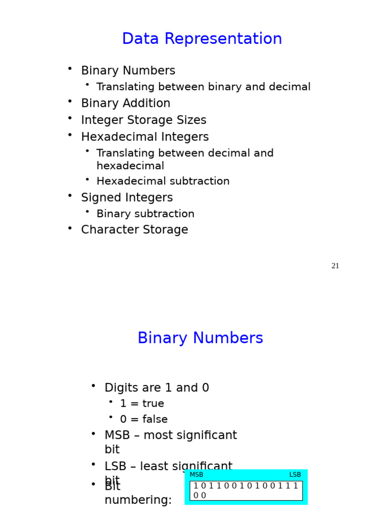 Lecture 15 - Data Representation-I | PDF | Integer (Computer Science) | Multiplication